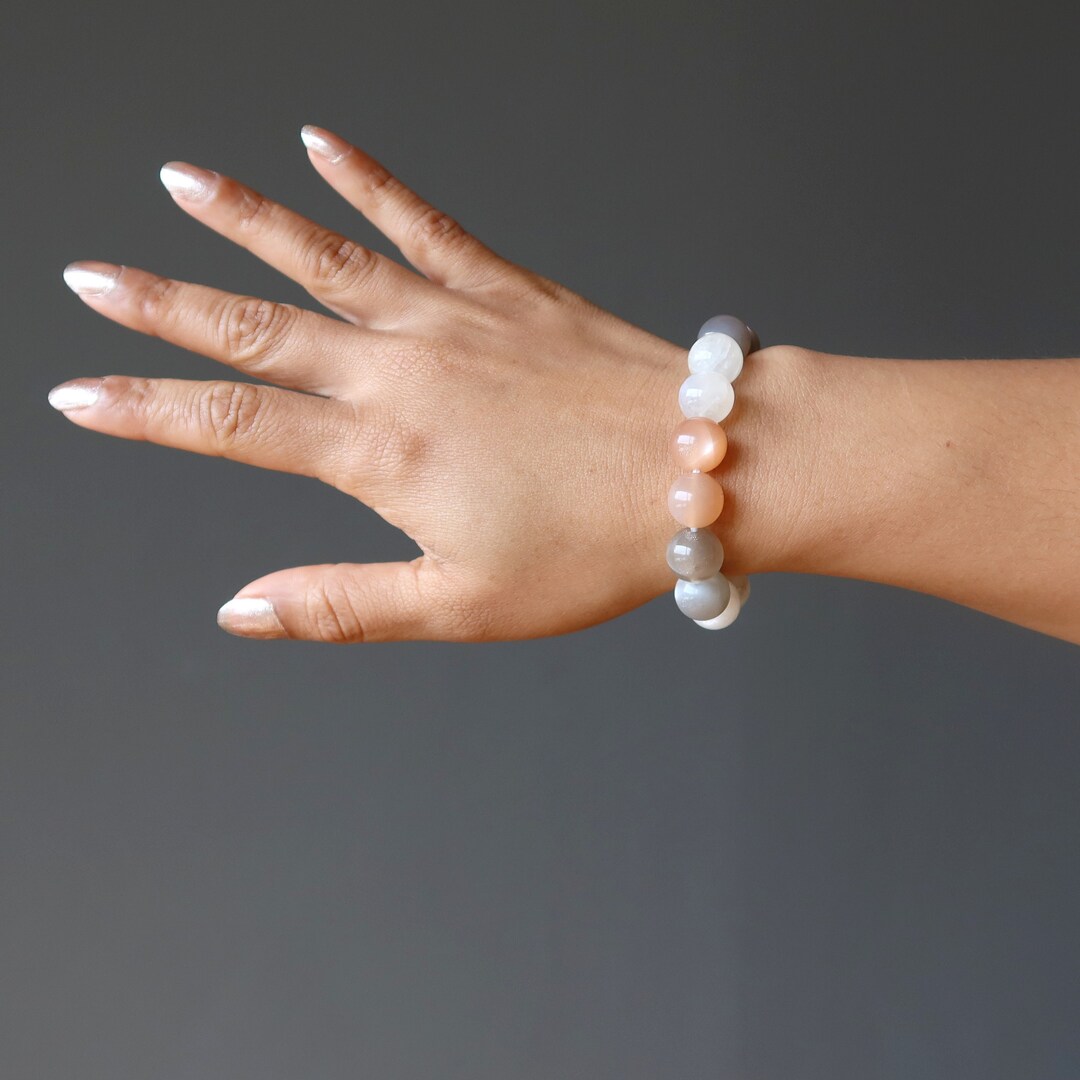 Moonstone Bracelet Shiny Colorful Lunar Moon Healing Stones - Etsy