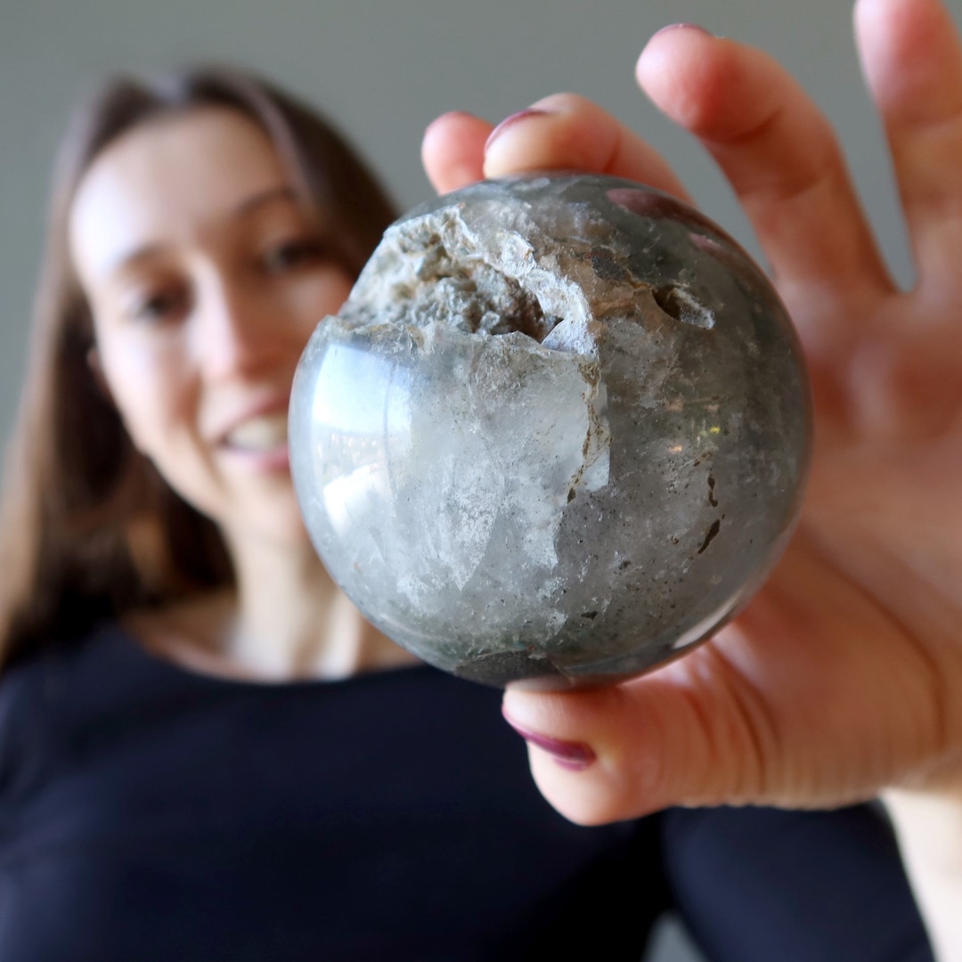 Phantom Quartz Sphere Geode Crystal Ball - Etsy