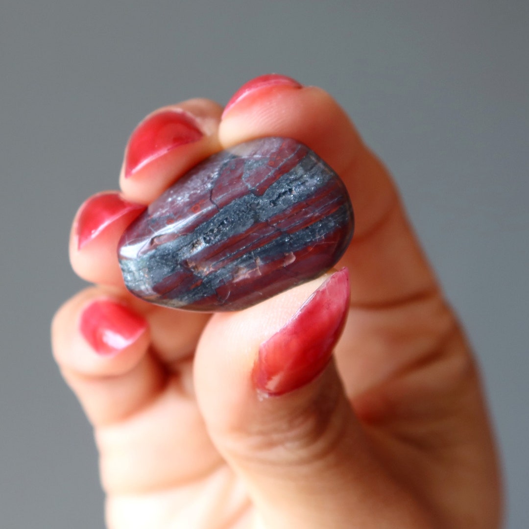 Hematite Tumbled Stone Red Jasper Combination Crystal - Etsy
