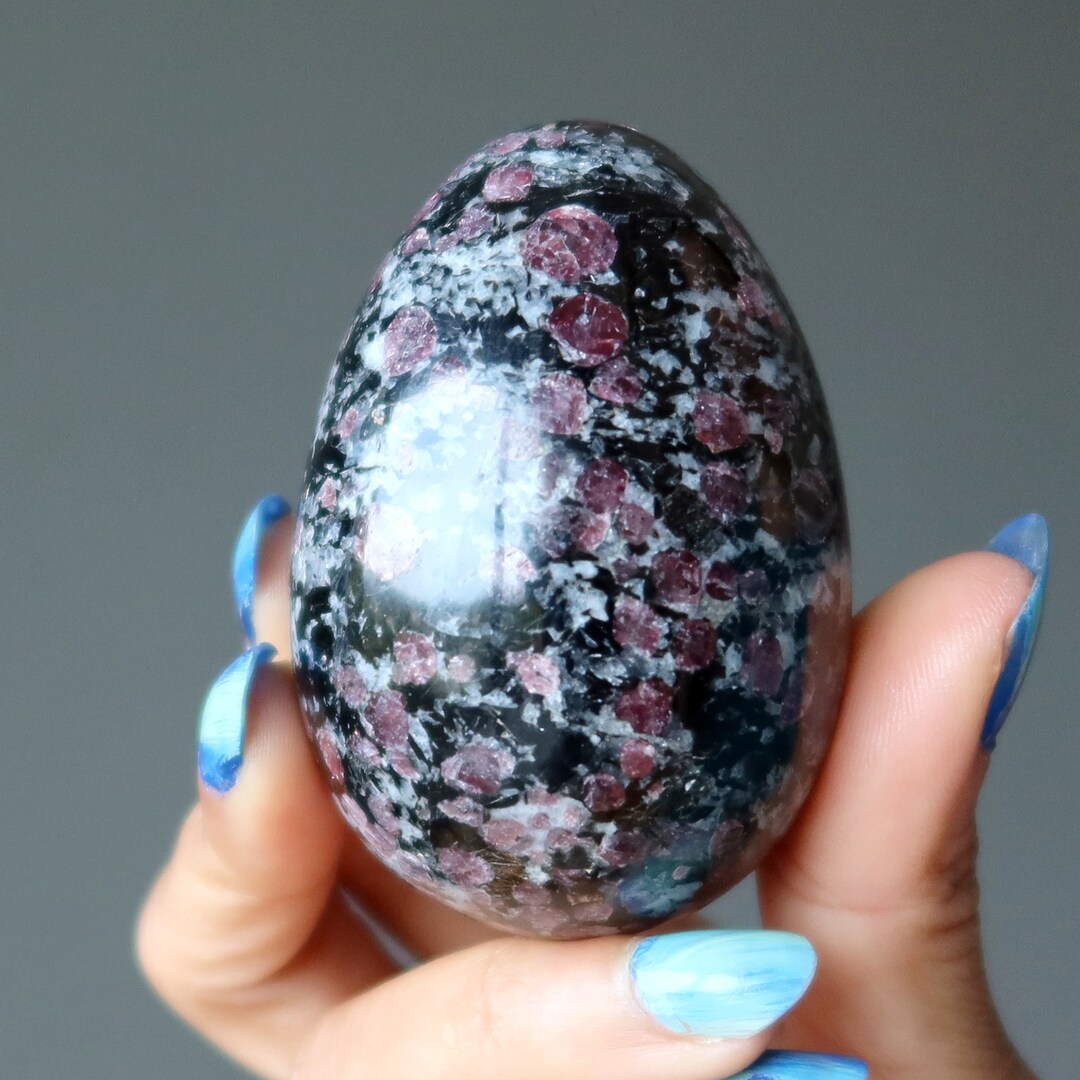 Spinel Egg Blessed Success Red Black Biotite Schist Stone - Etsy