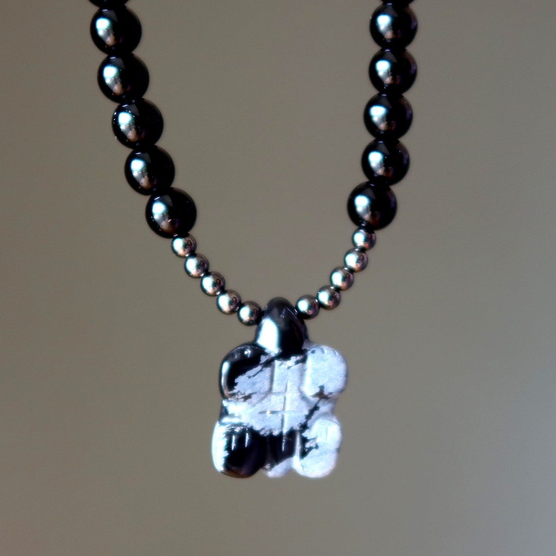 Obsidian Necklace Turtle Crystal Black Snowflake - Etsy