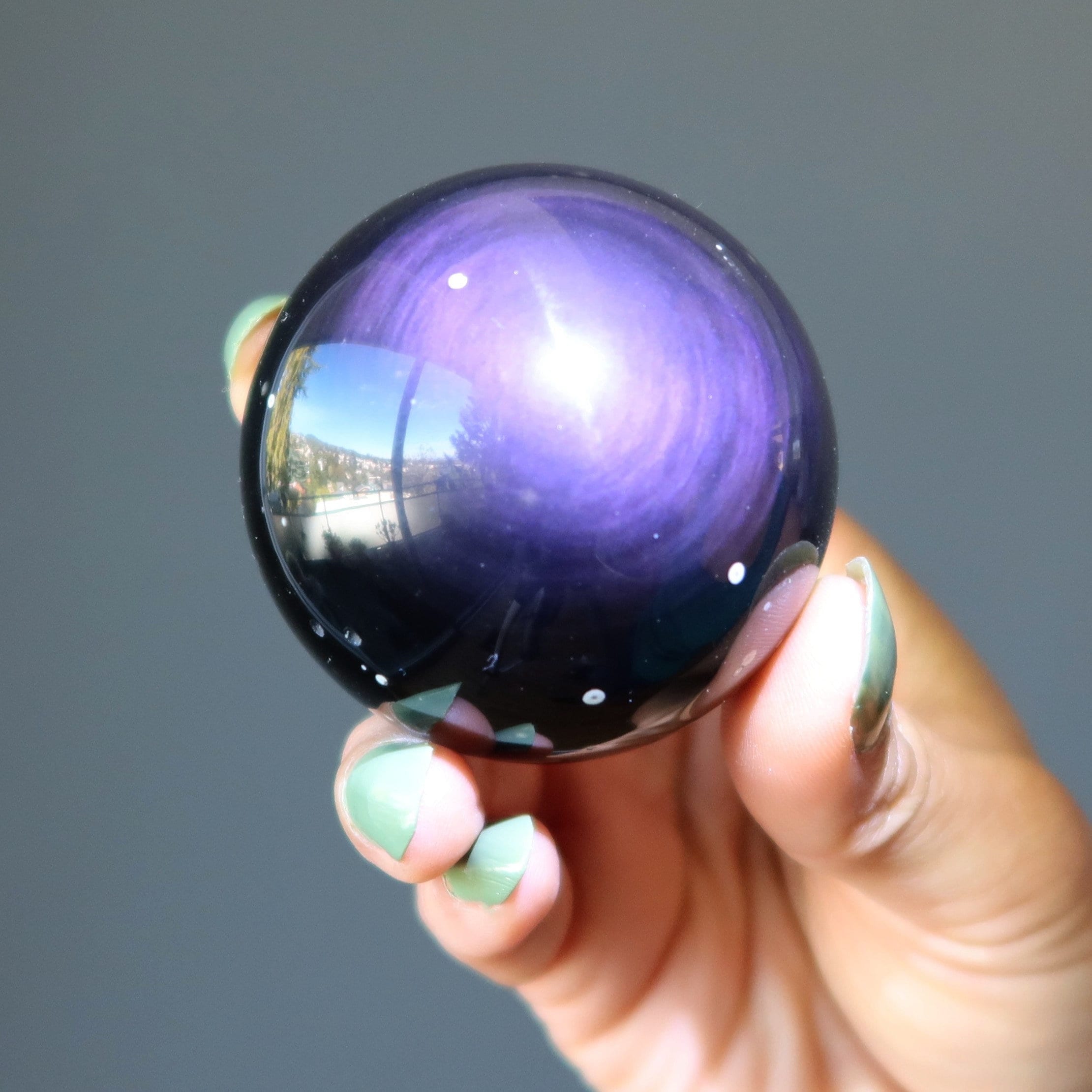 Rainbow Obsidian Sphere Purple Snowflake Spiritual Crystal - Etsy