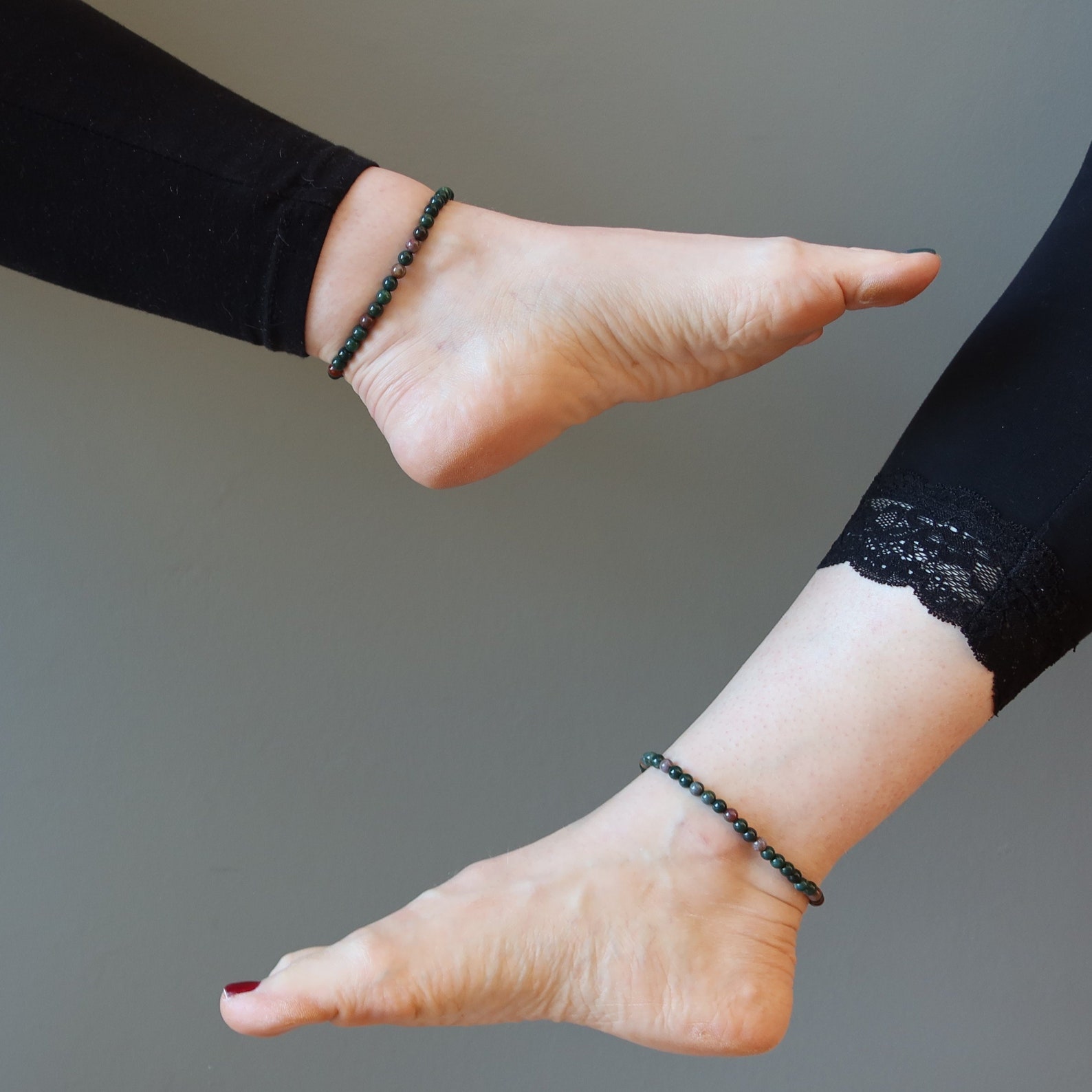 Bloodstone Anklet Boho Beaded Stretch Ankle Bracelet Grounding - Etsy