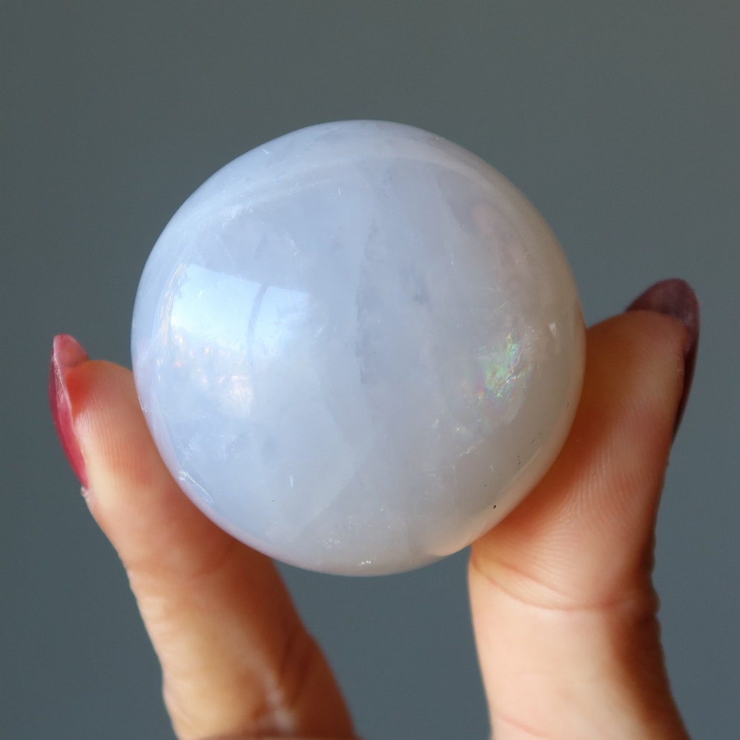 Blue Quartz Sphere Misty Lavender Rose Gray Crystal Ball - Etsy