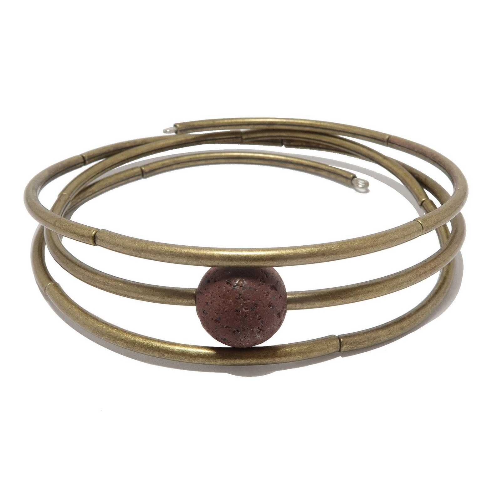 Red Lava Bracelet Rustic Volcano Power Stone on Memory Wire Wrap Coil ...