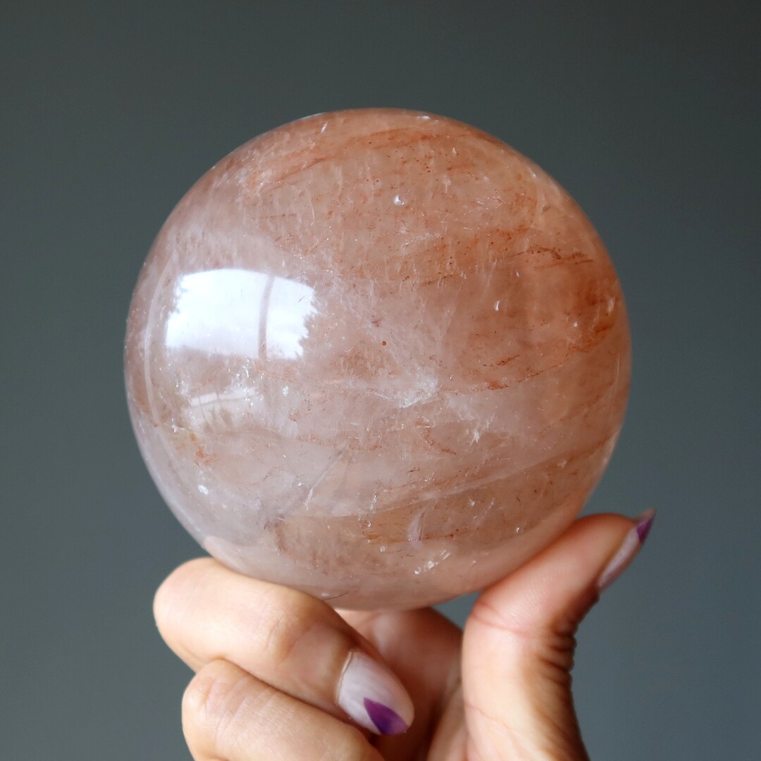 Red Quartz Sphere Fire and Ice Hematoid Crystal Ball - Etsy