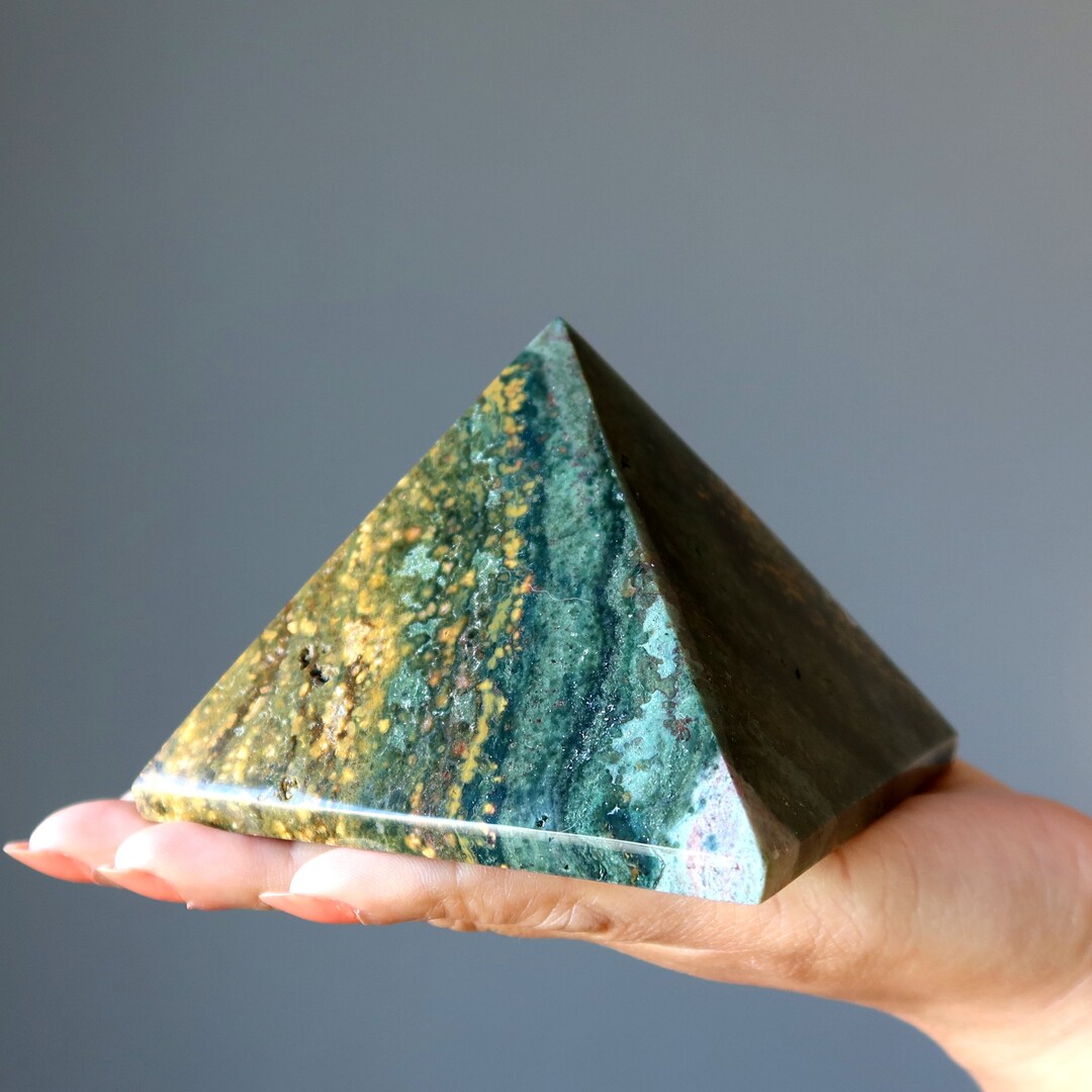 Ocean Jasper Pyramid Sacred Song of Sea Golden Green Stone - Etsy