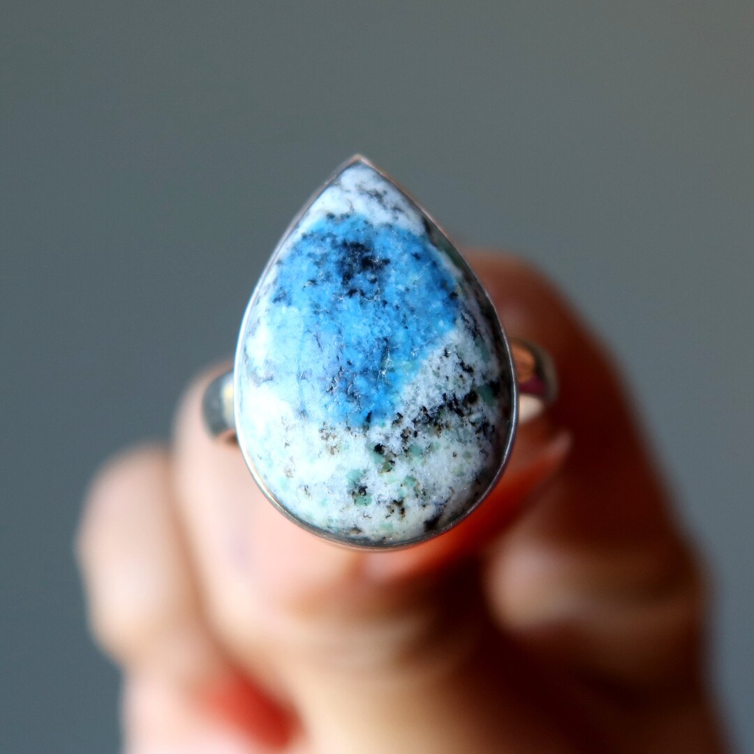 Azurite Ring Drop of Delight Blue Gem Granite K2 Sterling Silver - Etsy