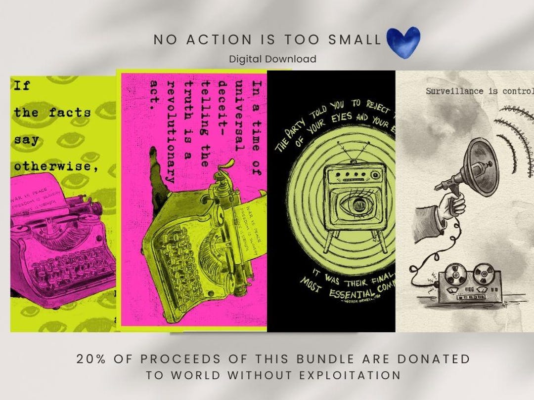 Dystopian Postcard Bundle – 4 Illustrated Postcard Digital Downloads ...