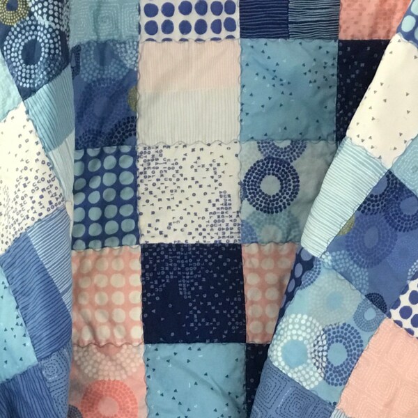Pink and Blue Quilt - Etsy
