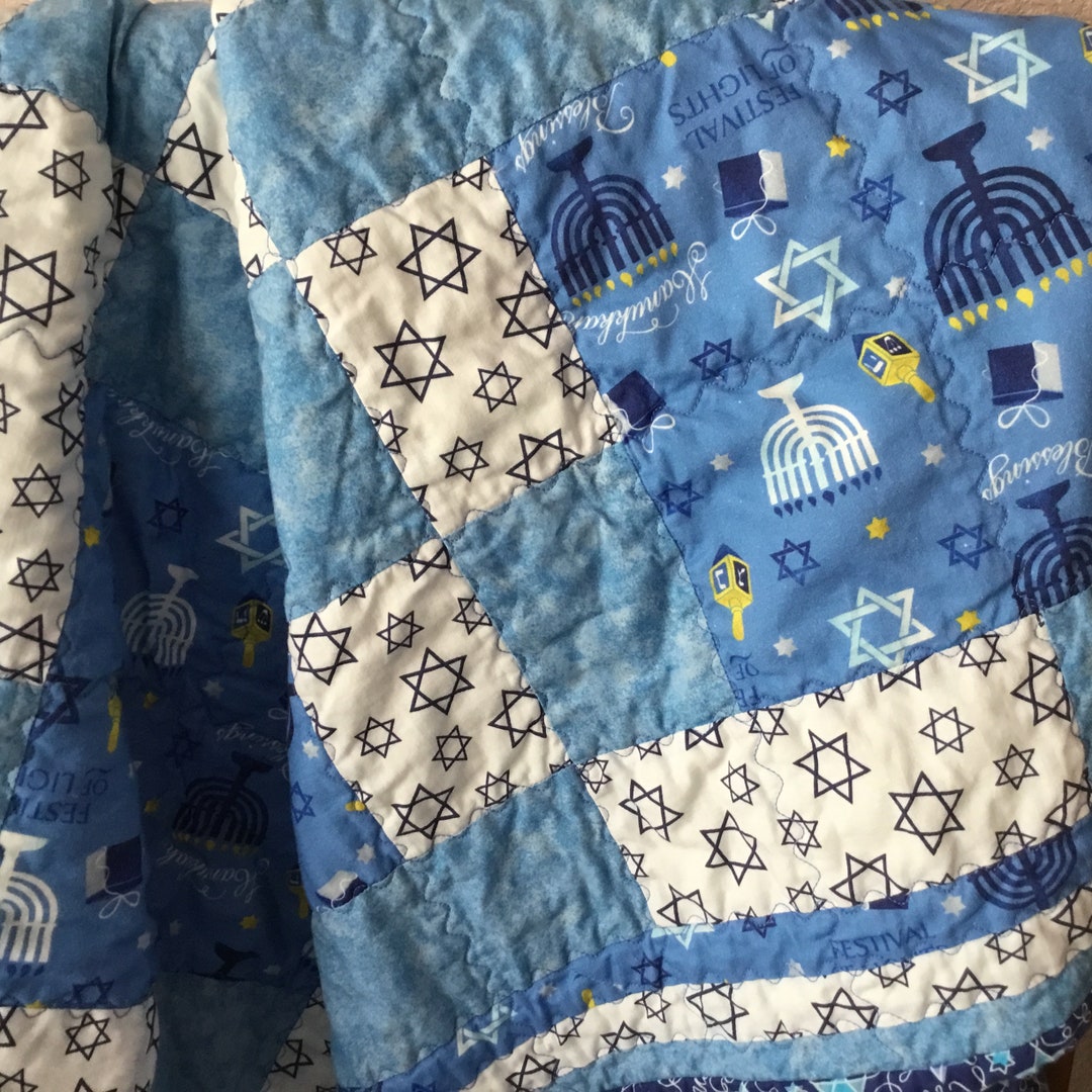 Hanukkah Quilt Hanukkah Patchwork Quilt Jewish Quilt Jewish - Etsy