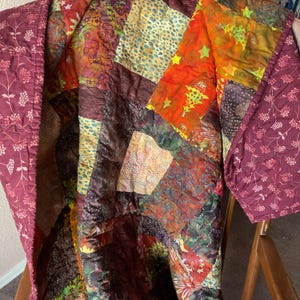 Moon and Stars Batik Quilt, Stars, Moons, Whimsical Trees Batik Quilt ...