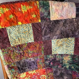 Moon and Stars Batik Quilt, Stars, Moons, Whimsical Trees Batik Quilt ...