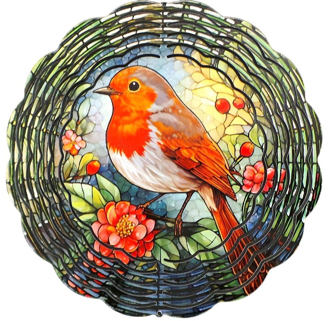 Robin Wind Spinner: Metal Garden Ornament, Patio Decor (20cm) - Etsy UK
