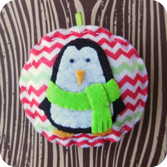 Items similar to Felt Penguin Christmas Ornament - Cozy Winter Penguin ...