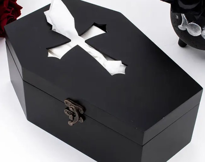 Pandora Coffin Tissue Box With Gothic Cross. Maximalism Goth Decor - Etsy