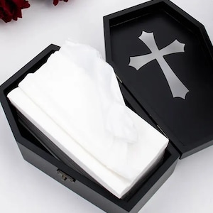 Pandora Coffin Tissue Box With Gothic Cross. Maximalism Goth Decor - Etsy