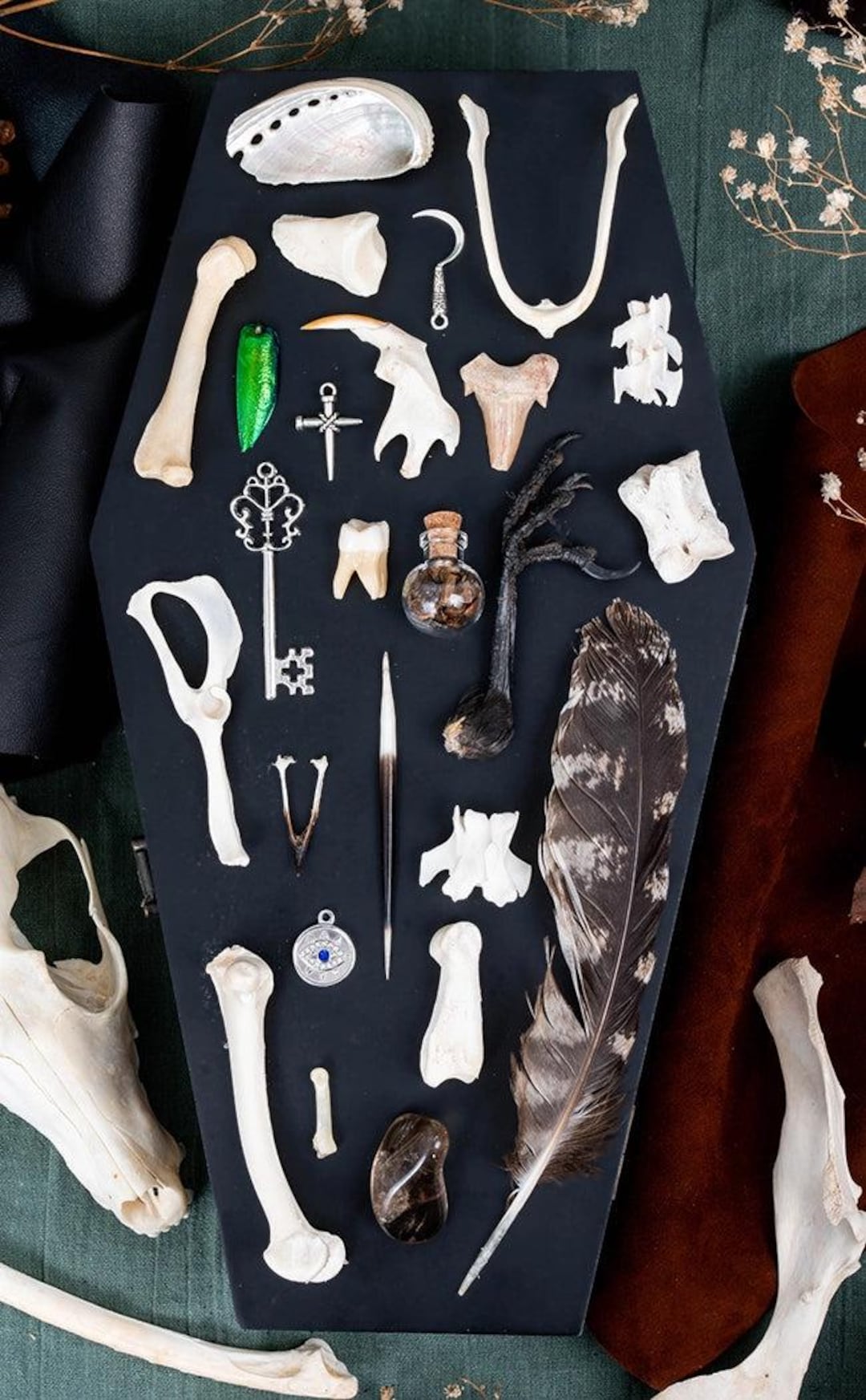 Bone Casting Set With Guide | Osteomancy | Divination Set Bones Teeth ...