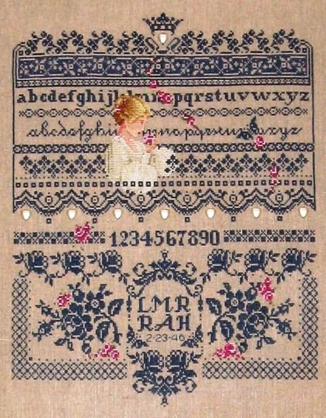 PDF SAGA Digital Cross Stitch Pattern Fallen Roses Sampler Alphabet ...