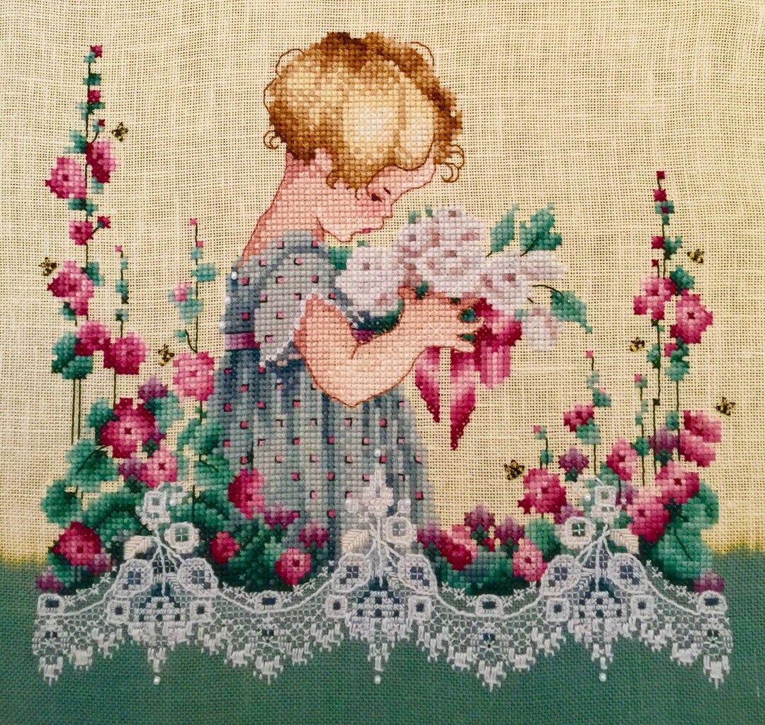 PDF + SAGA Digital Cross Stitch Pattern Emma's Garden Lady Child Baby ...