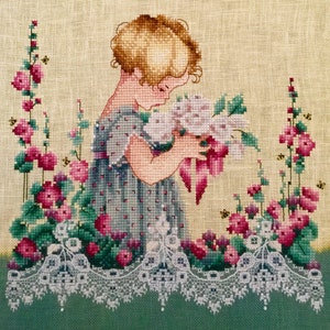 PDF + SAGA Digital Cross Stitch Pattern Emma's Garden Lady Child Baby ...