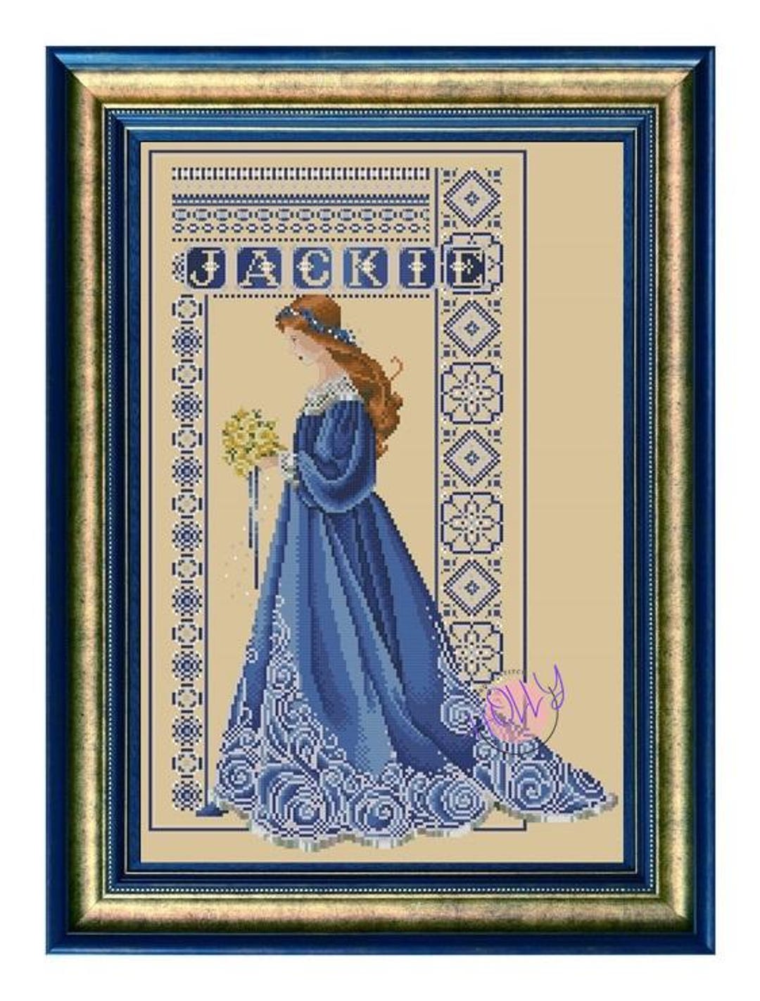 Cross Stitch Pattern Keeper Markup Digital PDF Celtic Lady JACKIE Name ...