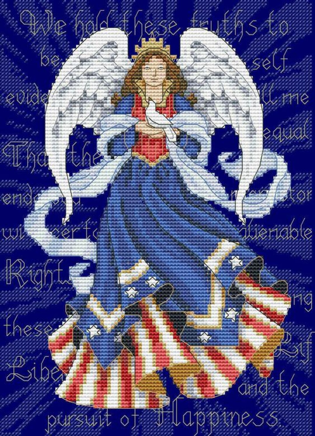 Cross Stitch Pattern Keeper Markup PDF + SAGA Patriotic Angel Peace USA ...