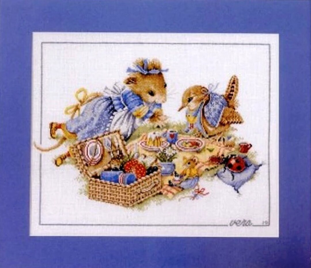 PDF SAGA Digital Cross Stitch Pattern Vera Mouse Pic Nic Bird Sampler ...