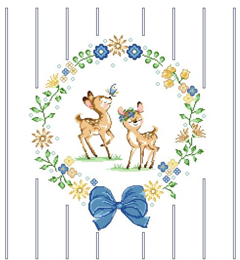 Set of 3 Cross Stitch Patterns PDF COVER 2 BORDERS Light Blue Birth Kit ...