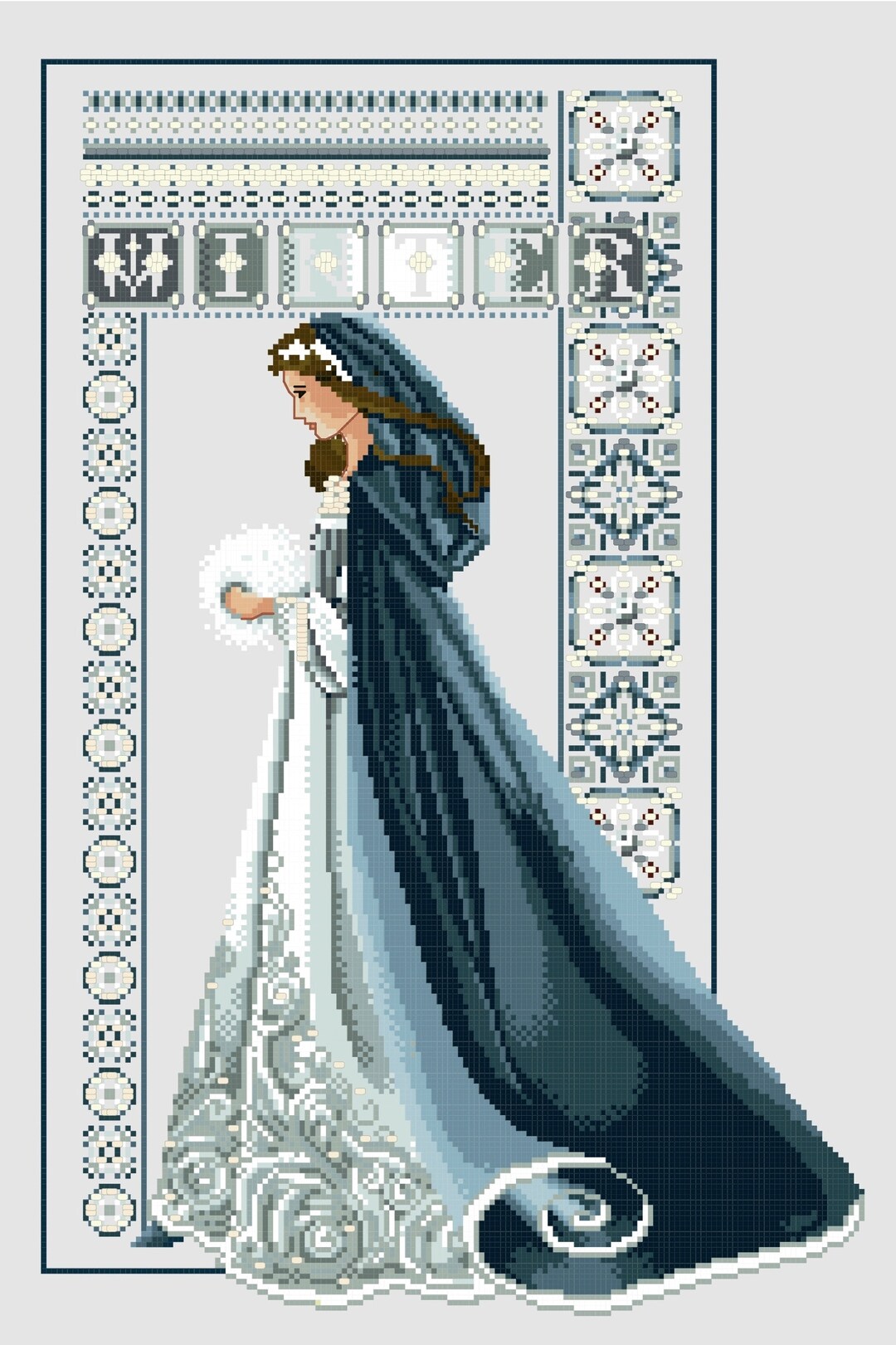 PDF + SAGA Digital Cross Stitch Pattern Lady Winter Other Side ...
