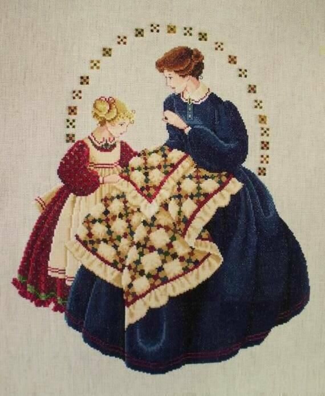 PDF + SAGA Digital Cross Stitch Pattern the Quiltmaker Woman Lady Child ...