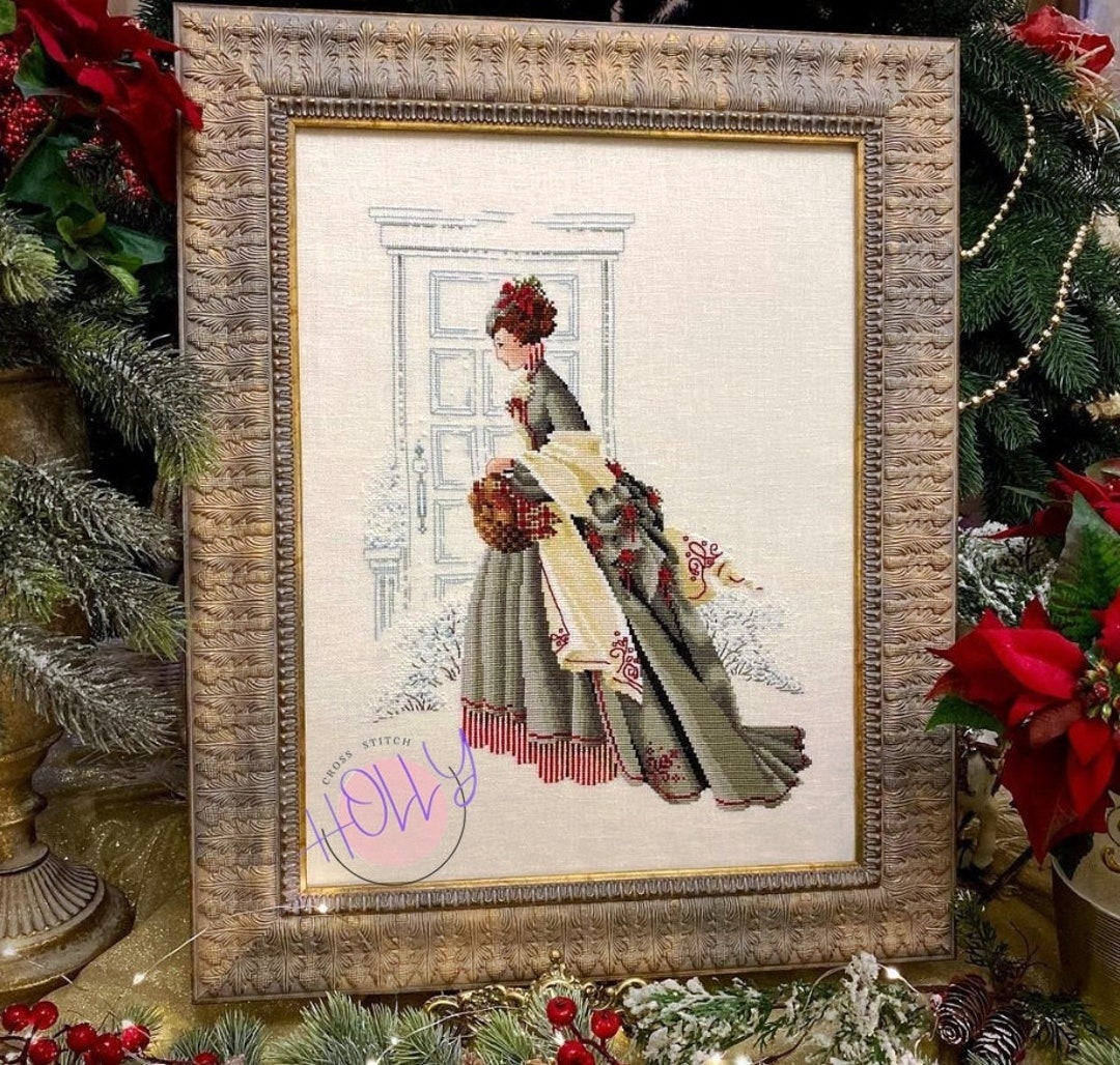 PDF + SAGA Digital Cross Stitch Pattern Christmas Visit Lady Miss Queen ...