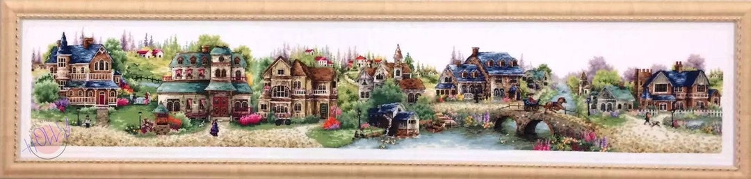 PDF XSD for SAGA Giant Cross Stitch Digital Pattern Green Village Tree ...