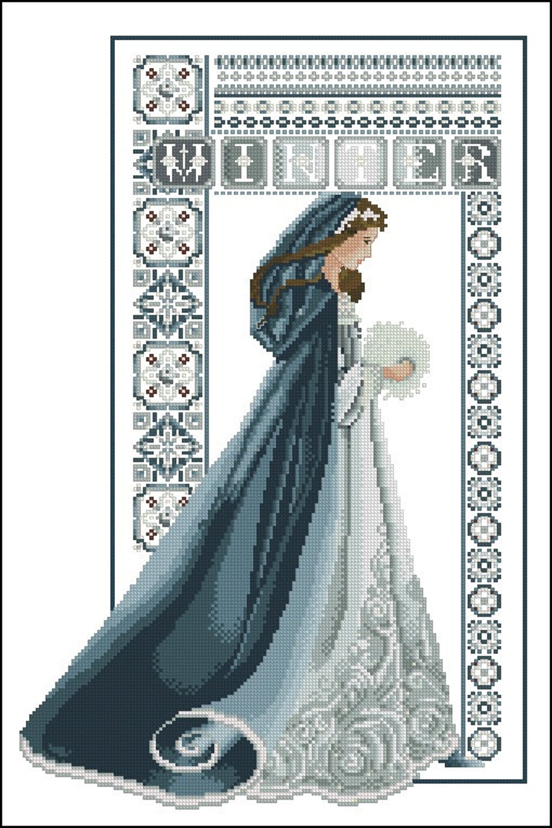 PDF + SAGA Digital Cross Stitch Pattern Lady Winter Alternative Version ...