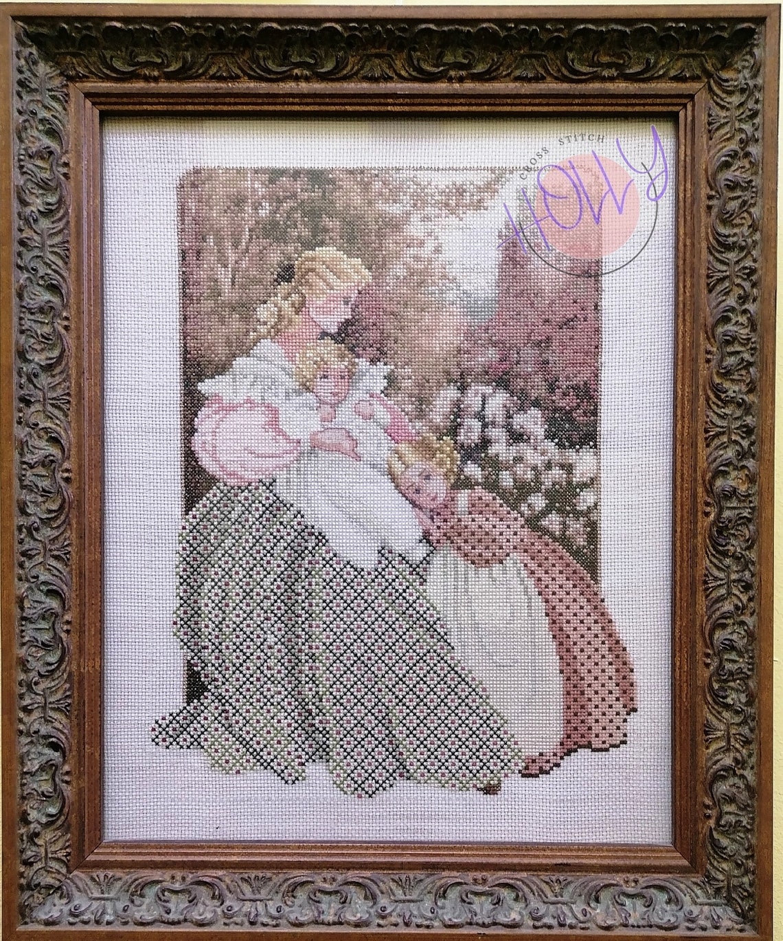 PDF + SAGA Digital Cross Stitch Pattern Morning Song Woman Lady Child ...