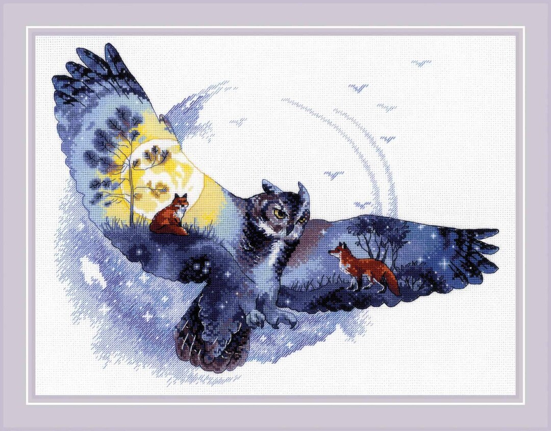PDF SAGA Digital Cross Stitch Pattern Owl Woodland Moon Glow Fox Tree ...