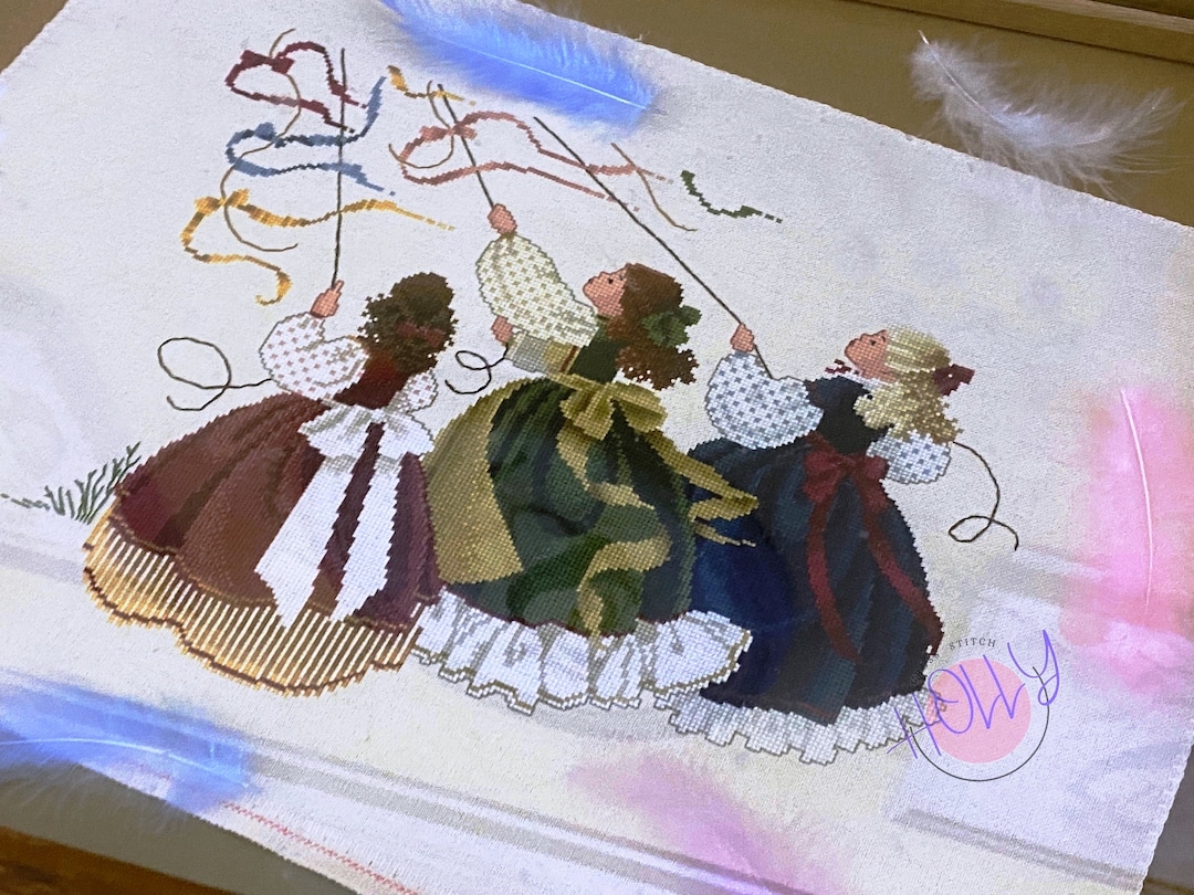 PDF + SAGA Digital Cross Stitch Pattern Catch Wind Lady Miss Lace Woman ...