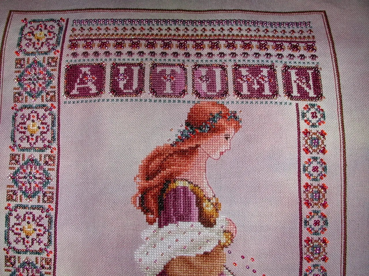PDF Digital Cross Stitch Pattern Lady Autumn Alternative Colors Purple ...