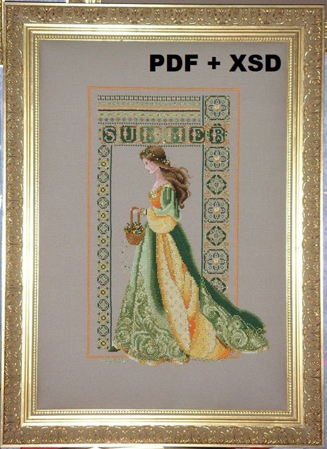 PDF SAGA Digital Cross Stitch Pattern Lady Summer Alternative Colors ...