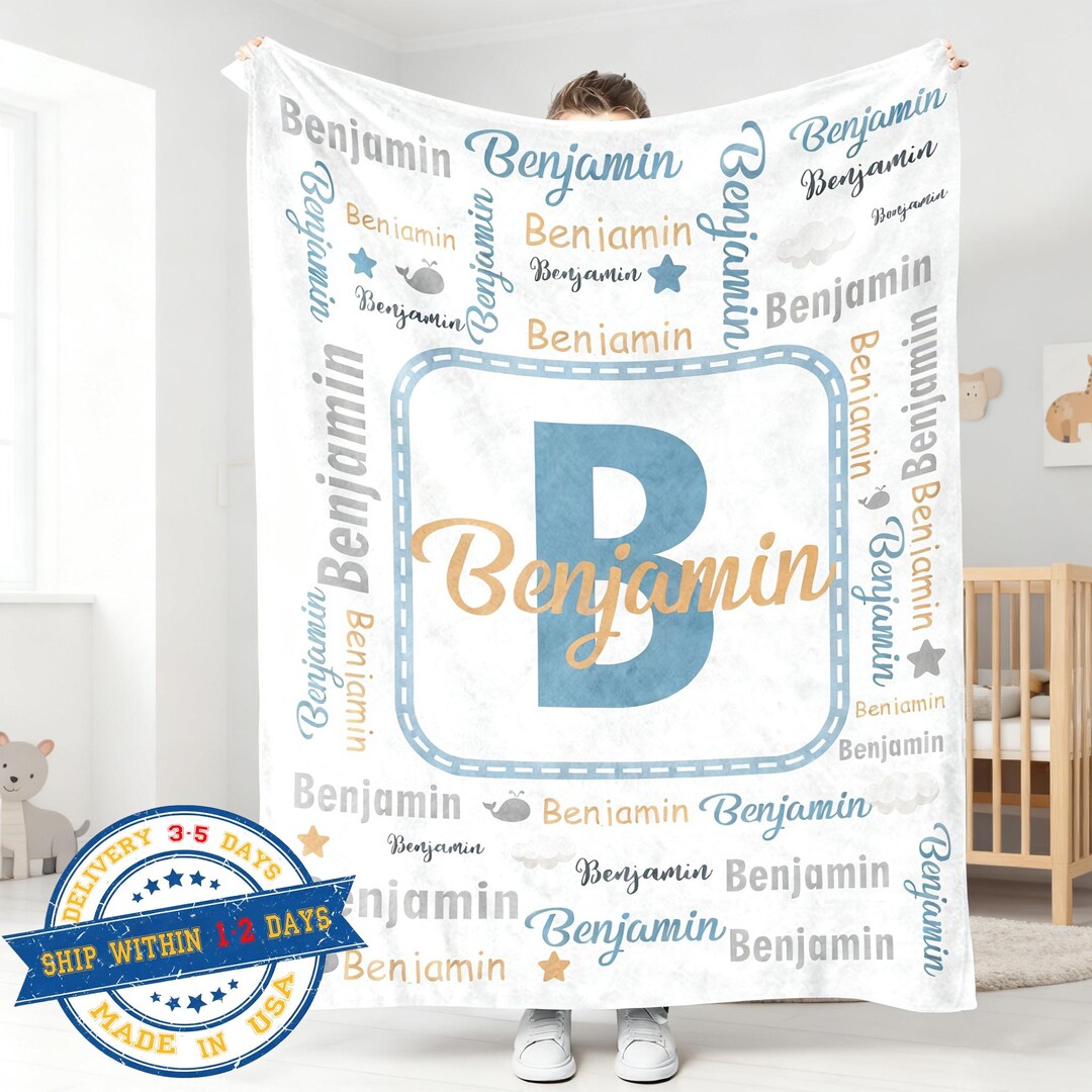 Custom Last Name Initials Blanket, Personalized Multiple Name Blanket ...
