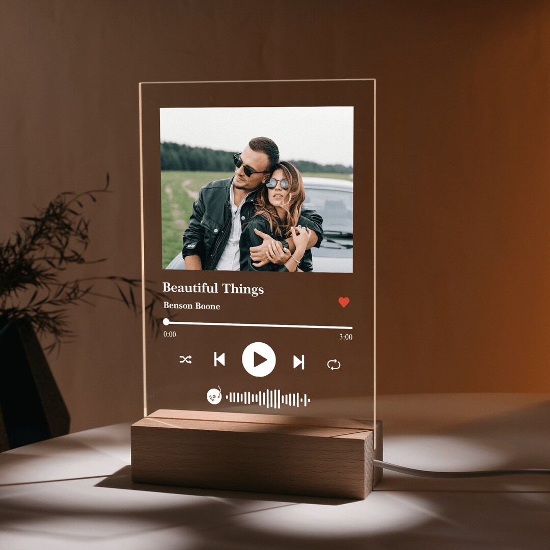 Custom Music Night Light With Photo, Personalized Acrylic Song Plaque ...