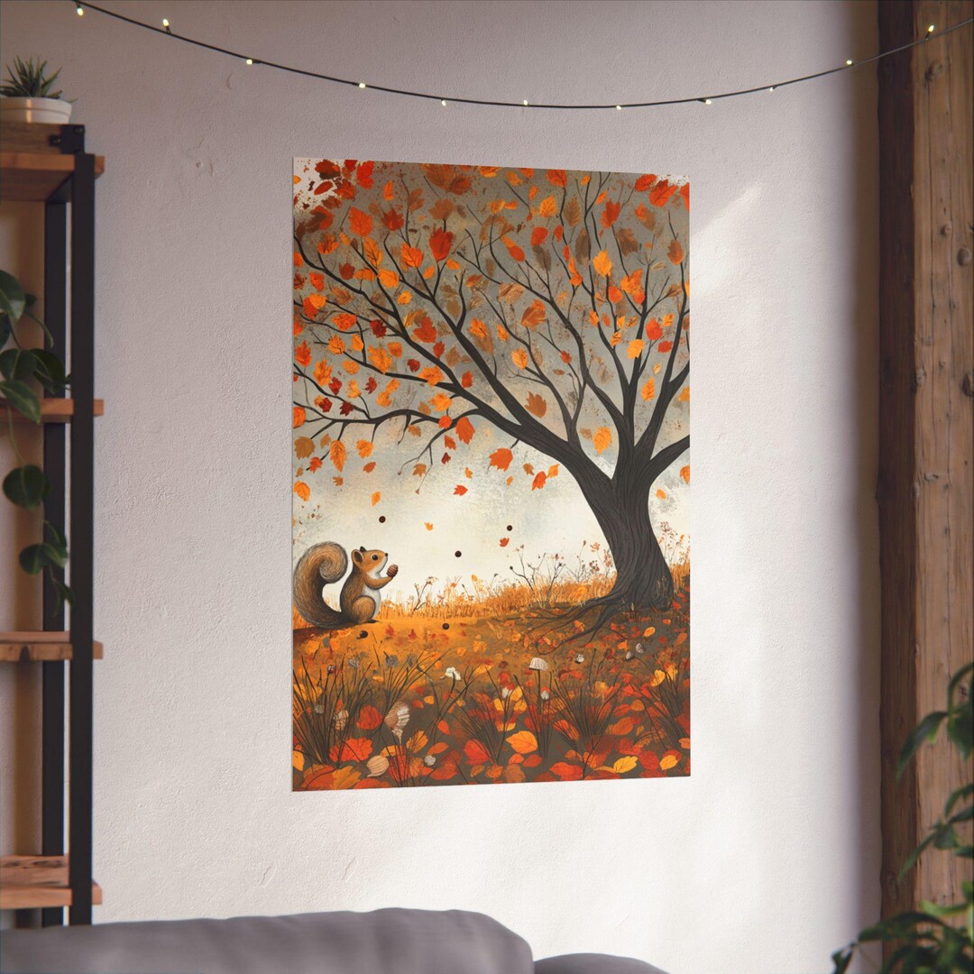 Autumn Tree Matte Vertical Poster, Fall Season Decor, Serene Wall Art ...
