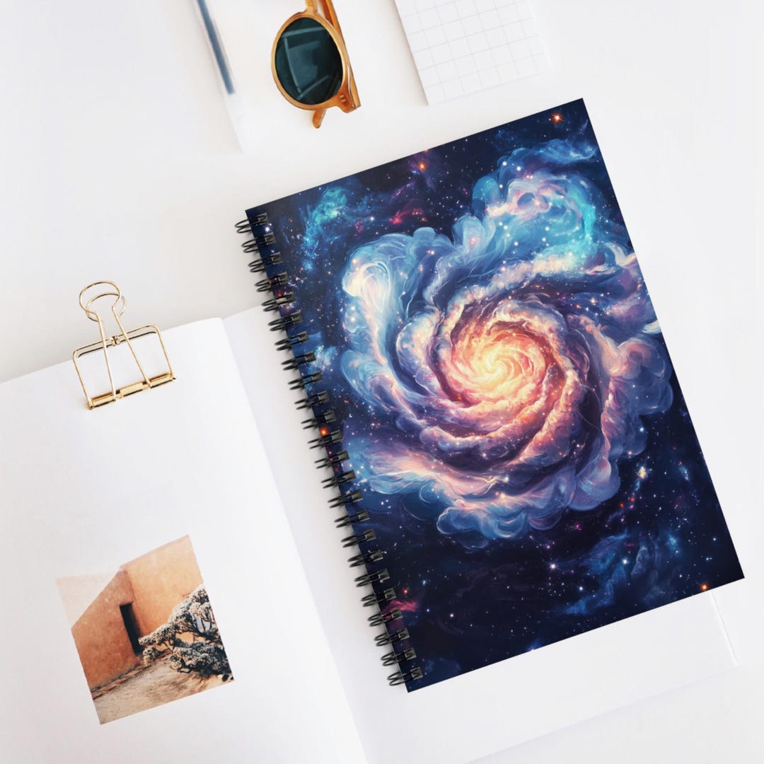 Nebula Flower Notebook - Dark Background With Glowing Petals - Spiral ...