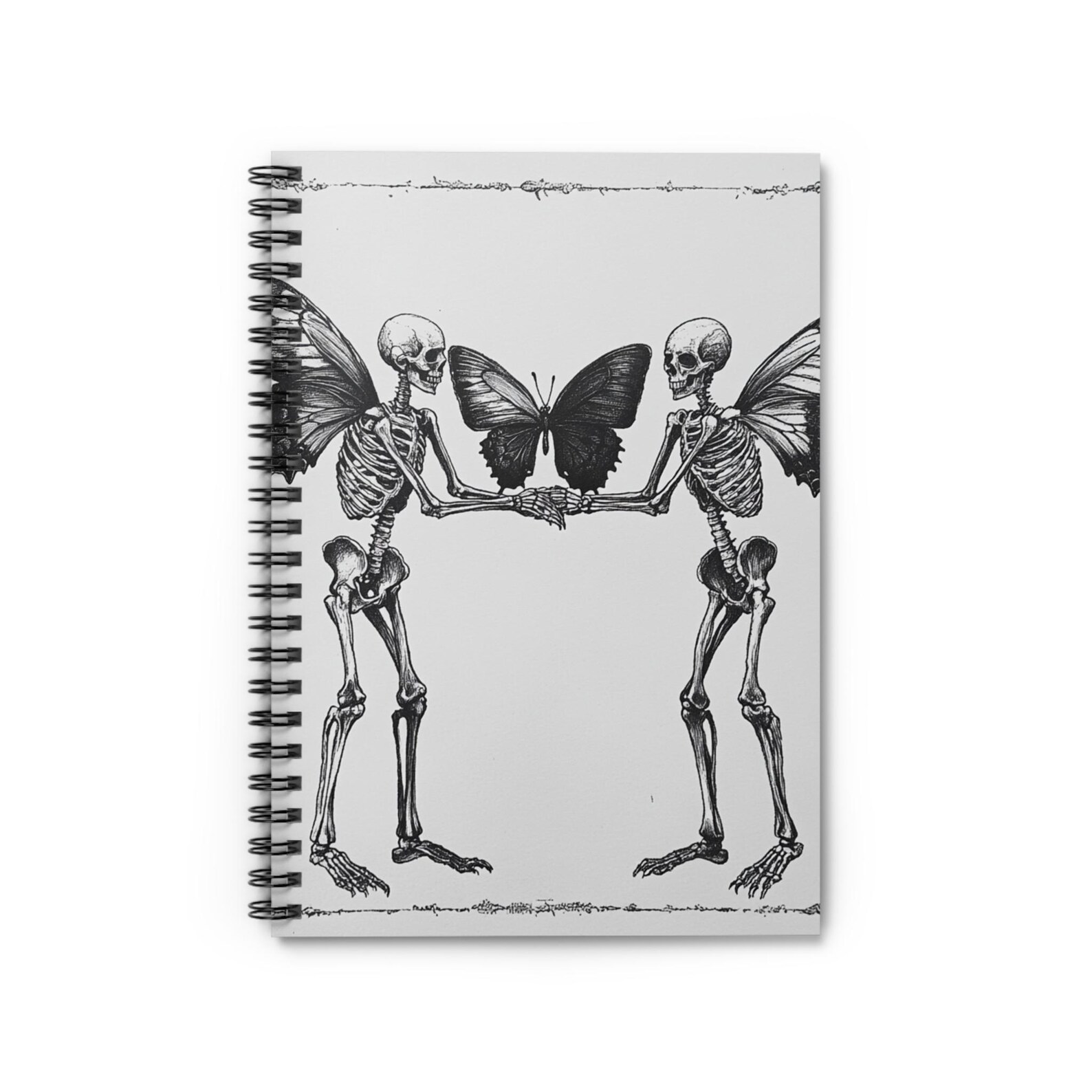 Wings of the Undying: Vintage-inspired Pencil Drawing of Skeletons With ...