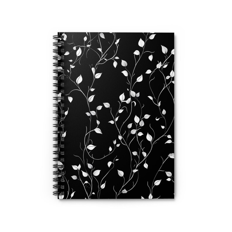 Ethereal Vines: White on Black Spiral Notebook - Etsy