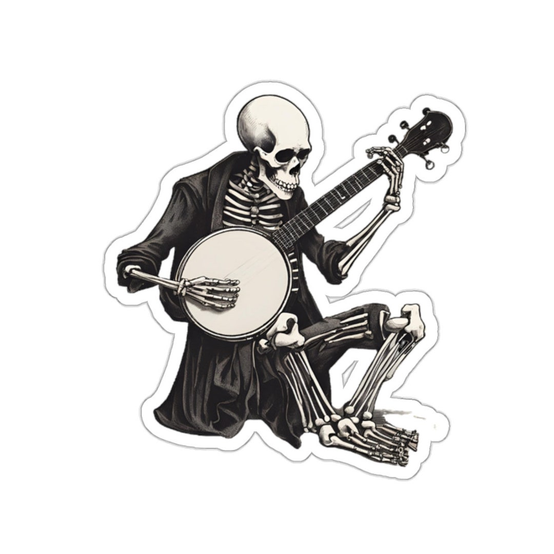 Skeleton Banjo Player Sticker - Etsy