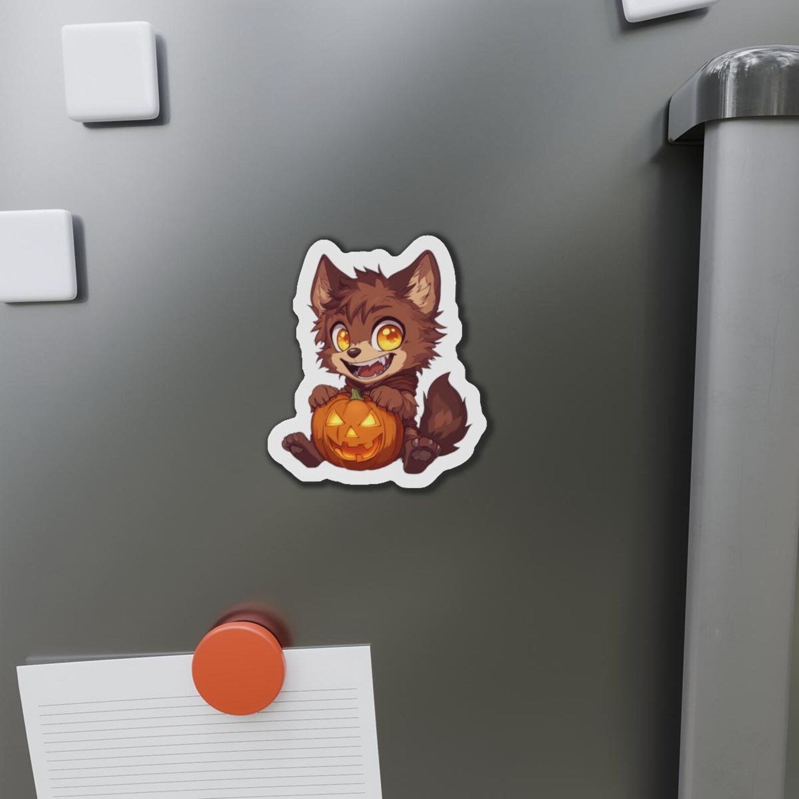 Howling Chibi Werewolf With Pumpkin Custom Die-cut Magnet - Etsy