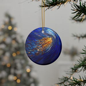 Ceramic Ornaments, Stained Glass Comet Design, Christmas Tree Decor ...