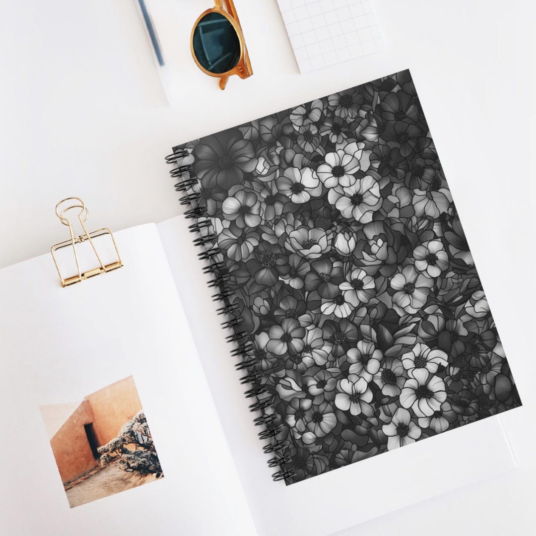 Elegant Floral Symphony Aesthetic Pattern Design Notebook Featuring ...