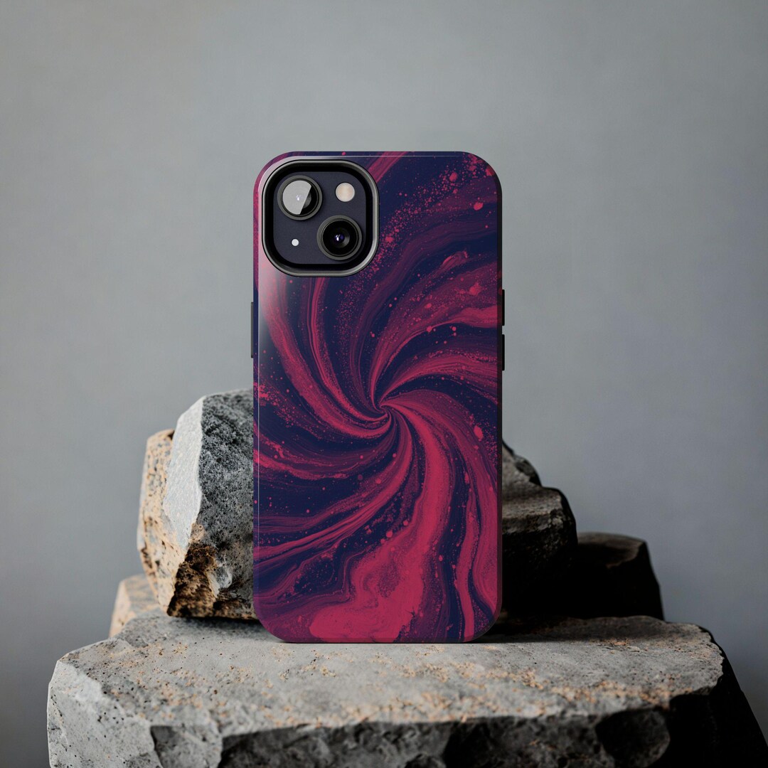 Stunning Starburst Marble Pattern Phone Case in Dark Red and Black ...